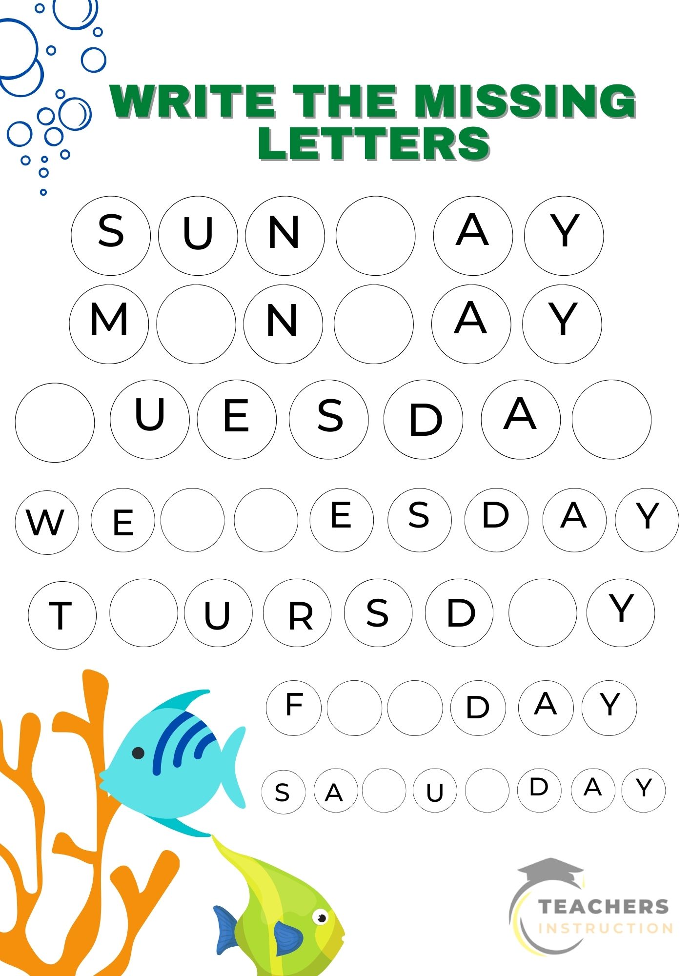 Write the missing days | Samokatschool.ru